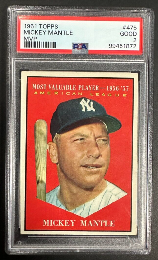 1961 Topps Mickey Mantle MVP Card PSA 2 Good #475 HOF Yankees | eBay