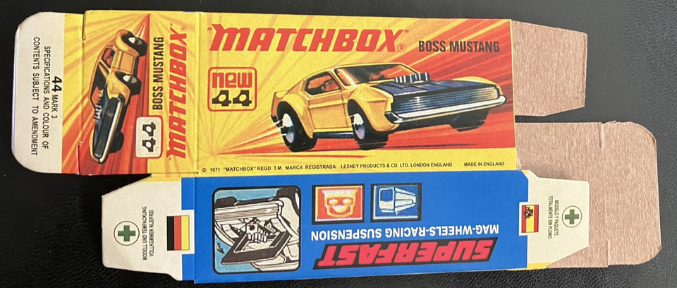 Matchbox Superfast #44 Boss Mustang ‘71-‘74 Type I Repro Box | eBay