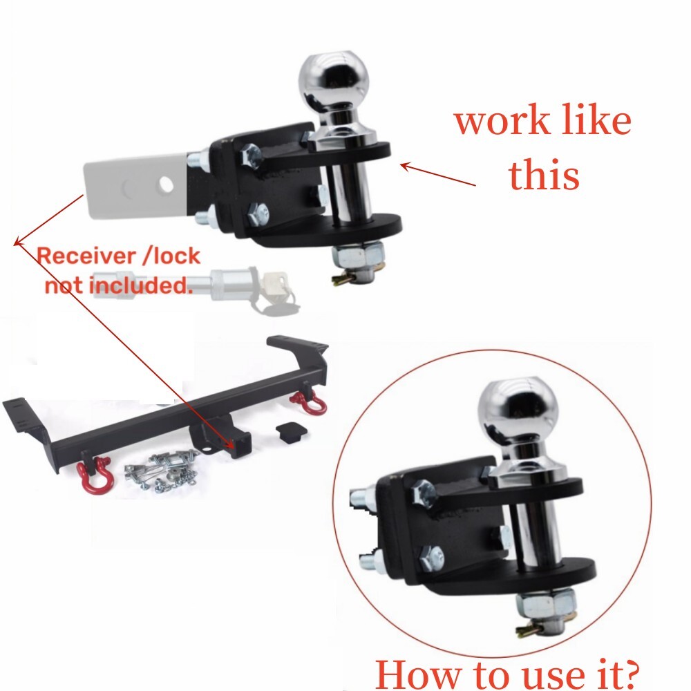 3500kg Towbar Ball and Pin Coupling 50mm Ball Universal Tow Hitch Hook ...