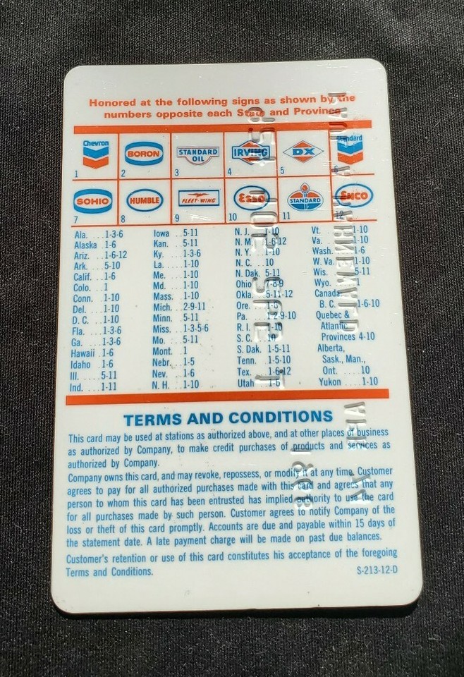 Chevron charge card exp 1974 cc1541 | eBay