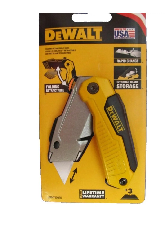 DeWalt Box Cutter Folding Utility Knife Lock Back Retractable Blade # ...