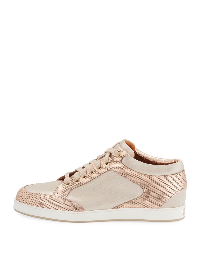 Jimmy Choo Miami Metallic Leather/Satin Sneakers, Pink Size 41 MSRP ...
