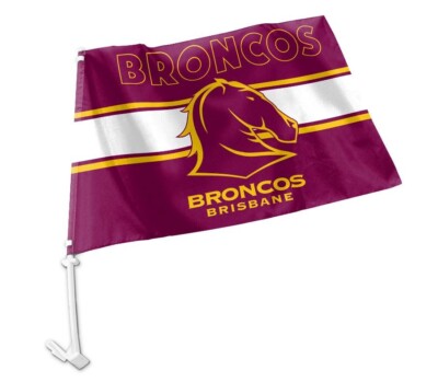 99706 BRISBANE BRONCOS NRL TEAM LOGO CAR WINDOW SUPPORTER FLAG | eBay