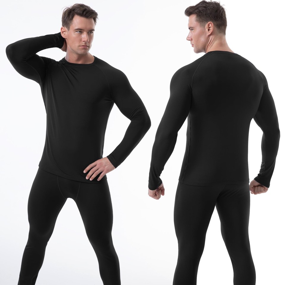 Men's Thermal Compression Shirt Fleece Lined Long Sleeve Thermal Shirts ...