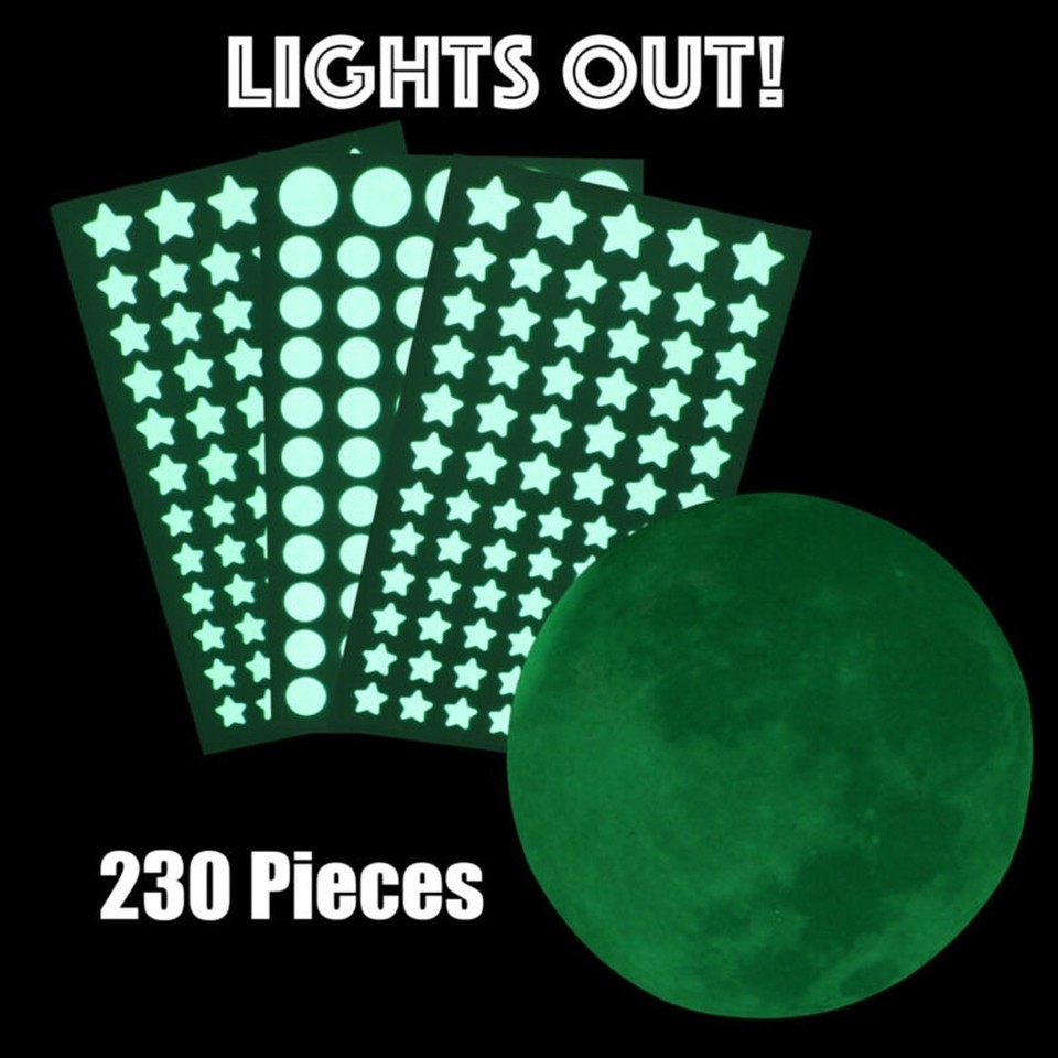 Room Wall Stickers Pack 230PCS Wall Decal Stickers Glow in the Dark ...