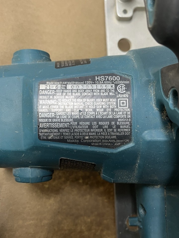 Makita HS7600 7-1/4 Inch Corded Circular Saw W/Metal Cutting Blade ...