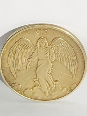 Vintage Gold Tono Guardián Ángel Good Luck Coin / Medallón Doble Sided ...