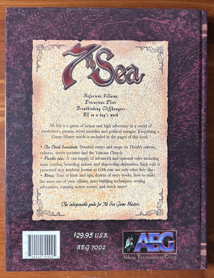 7th Sea RPG Game Masters' Guide 1668 AEG #7002 - Pirates TTRPG - 1999 ...