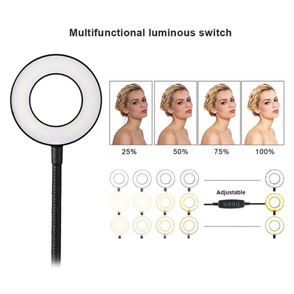 1pc Tabletop Metal Clip Supplemental Light Fill Ring Lamp Selfie Lamp ...