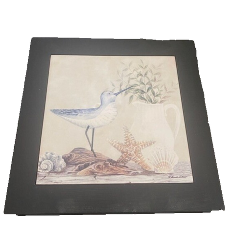 Coastal Sandpiper Framed Tile Art Beach Decor Starfish Seashells 8x8 | eBay