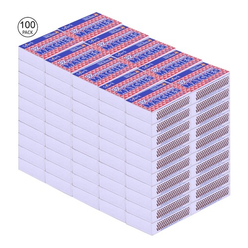 100 PACK Wooden Penny Matches 32 Count Strike On Box Kitchen/Camping ...