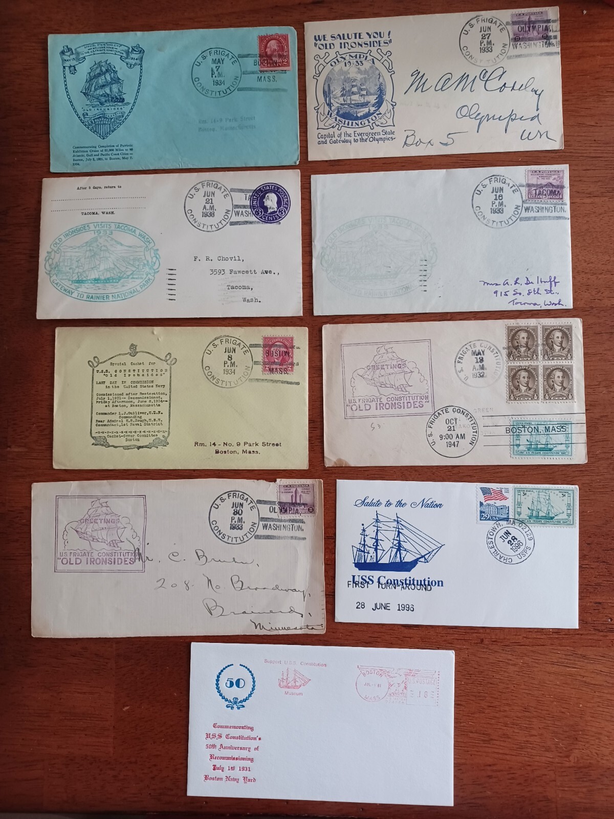 9 US Navy Frigate USS CONSTITUTION 1930s on Covers With AMAZING Dual ...