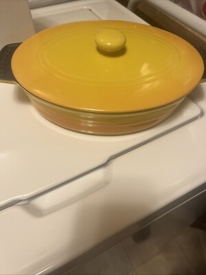 PARINI Enamel Oval Casserole Baker Dish Yellow Orange Non Stick 12" x 8 ...
