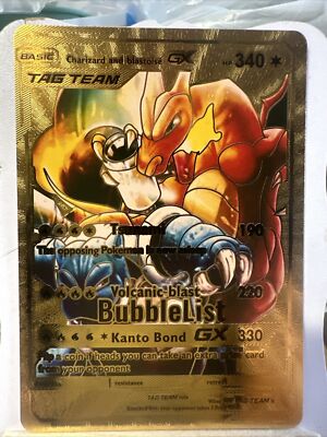 Pokemon Charizard & Blastoise Tag Team GX NM Gold Foil Fan Art | eBay