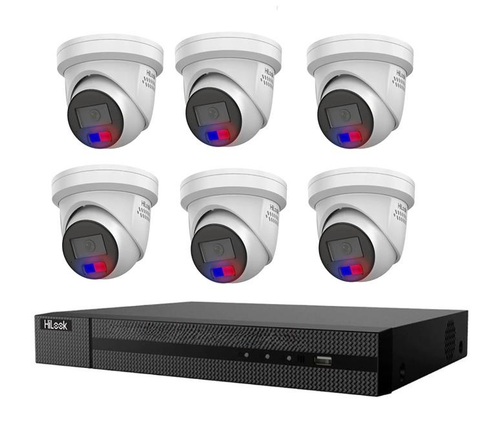 HiLook 6MP AcuSense TIOC 8CH NVR Security 6 Camera KIT Turret IPC-T269H ...