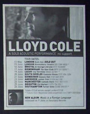 Lloyd Cole Music in a Foreign Language Tour 2003 Mini Poster Type ...