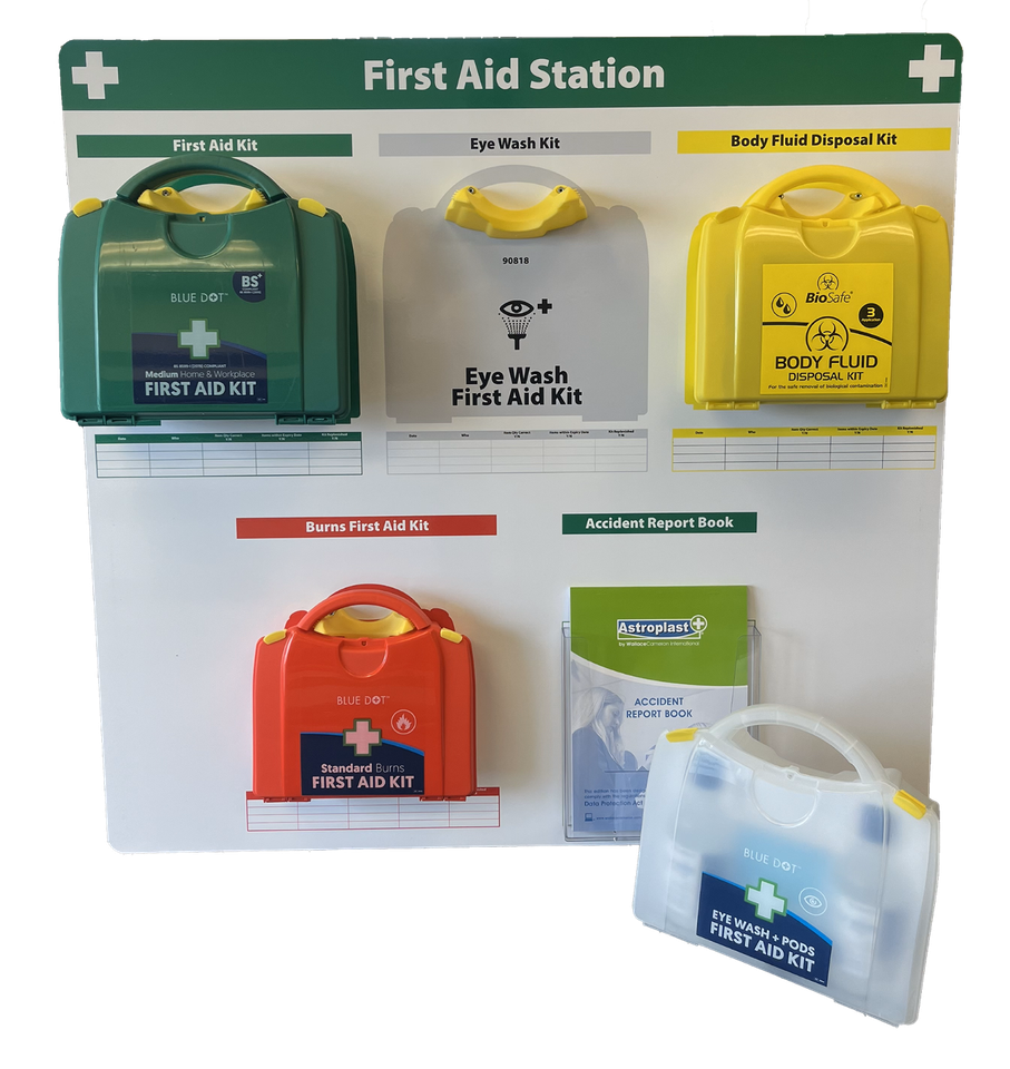 First Aid & Eye Wash & Burns & Biohazard Station Wall Mountable with ...