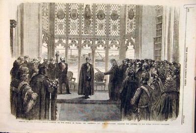Original Old Antique Print Temple Library Anderson Prince Wales London ...