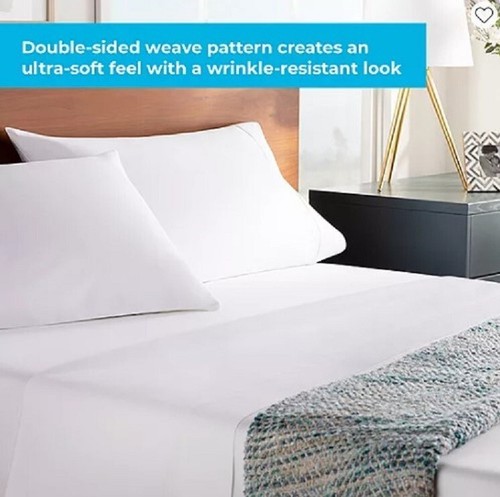 TWIN XL White Linenspa 600 Thread C Ultra Soft Cotton Sheet 3pc Set ...
