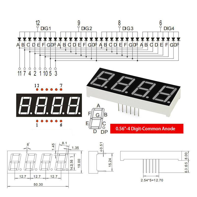 1 To 4 Digit Display 0.56 Inch 7-Segment LED Displays - 1 To 4 Digit ...