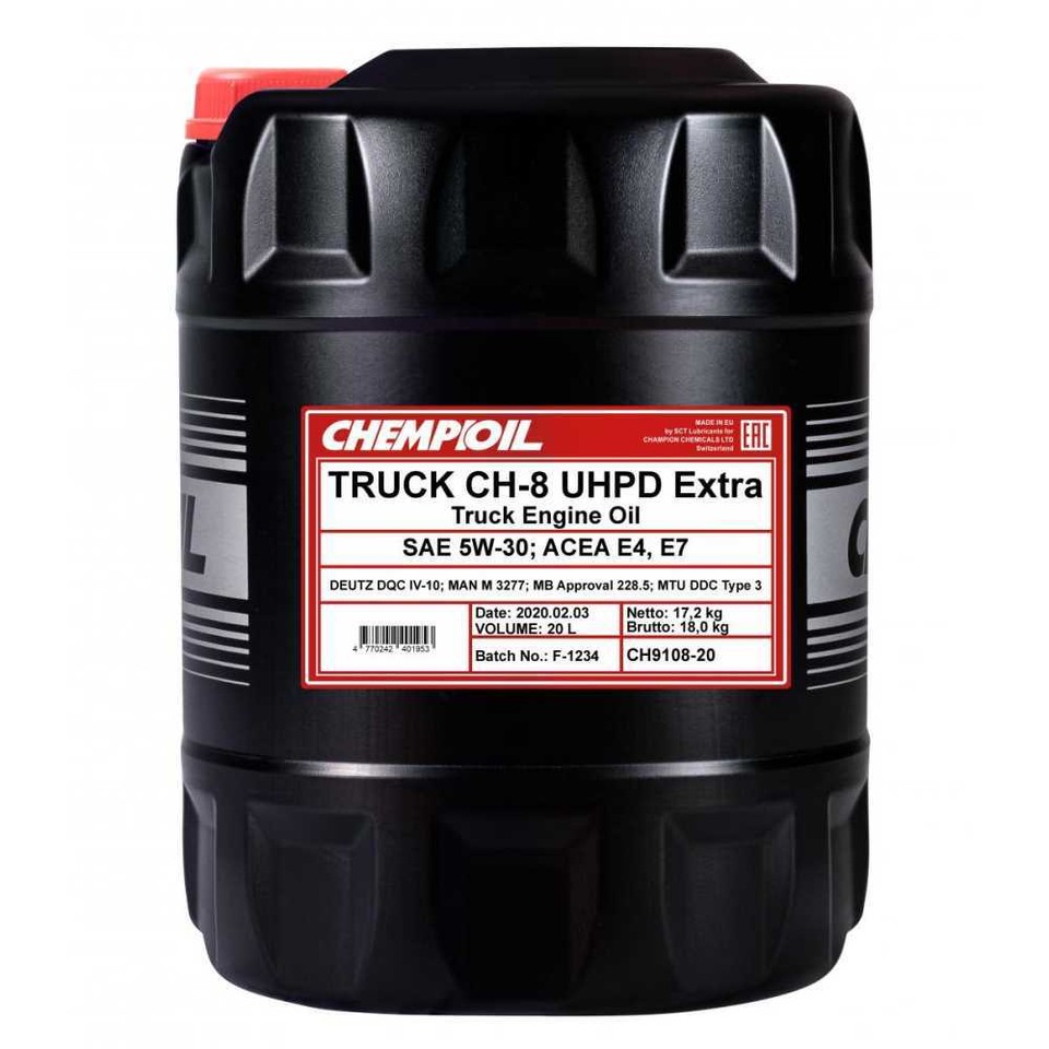 4x 20L CHEMPIOIL Leichtlauf Motoröl CH-8 TRUCK Extra UHPD 5W-30 DEUTZ ...