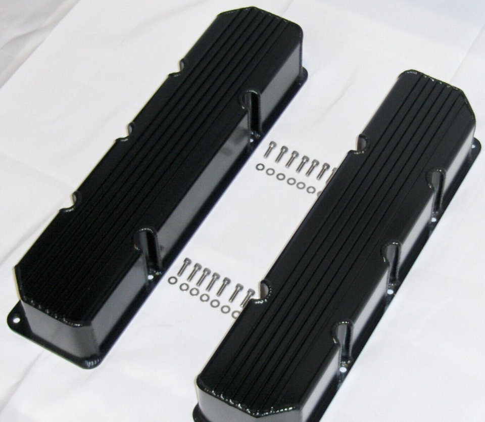 1976-1987 Jeep AMC Black Fabricated Aluminum Fin Valve Covers V8 304 ...