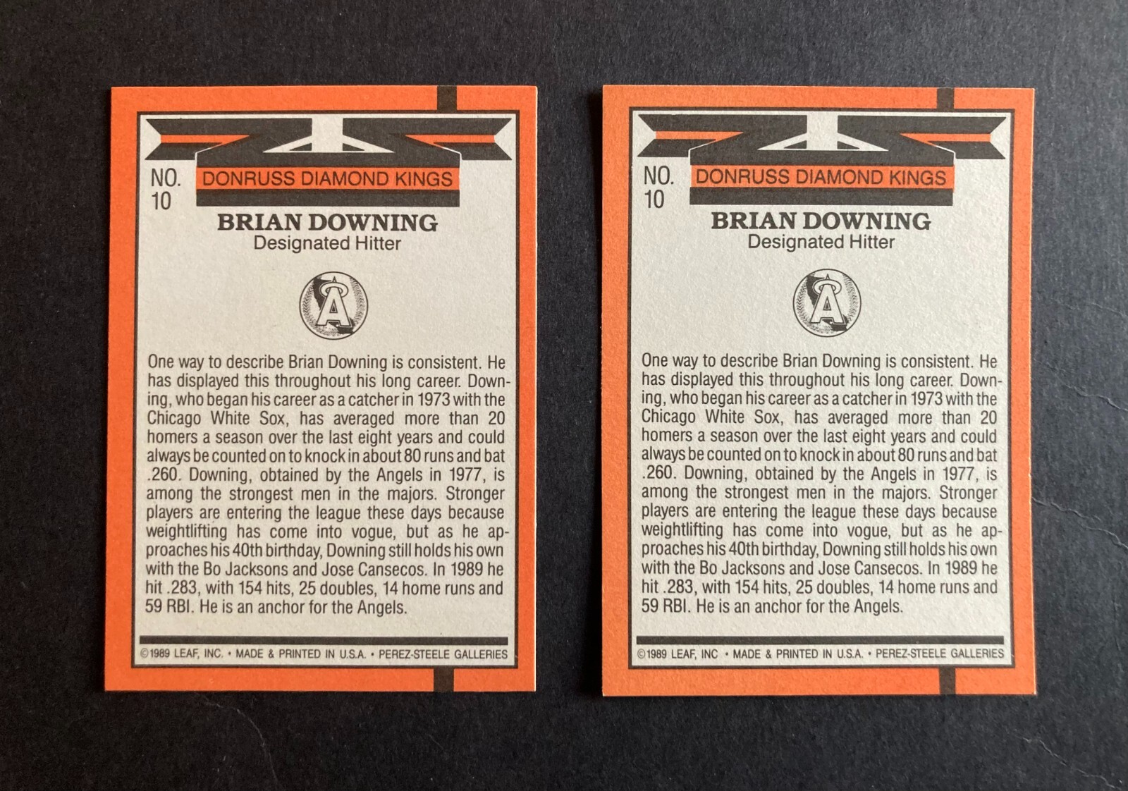 BRIAN DOWNING 1990 Donruss Diamond Kings Card #10- Error & Correct - # ...