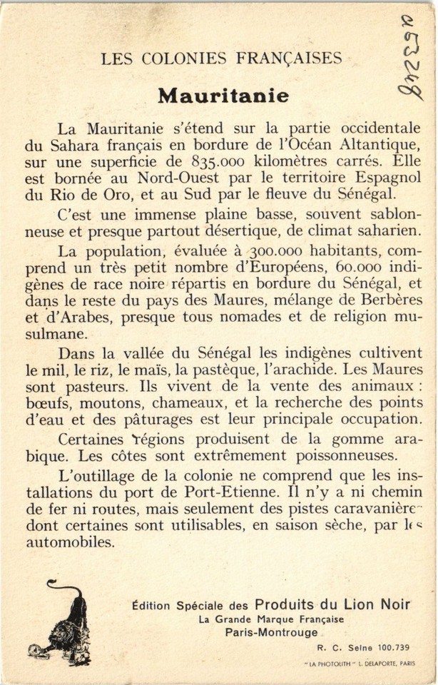 PC MAURITANIA LES COLONIES FRANCAISES LA MAURITANIE (a53248) | eBay