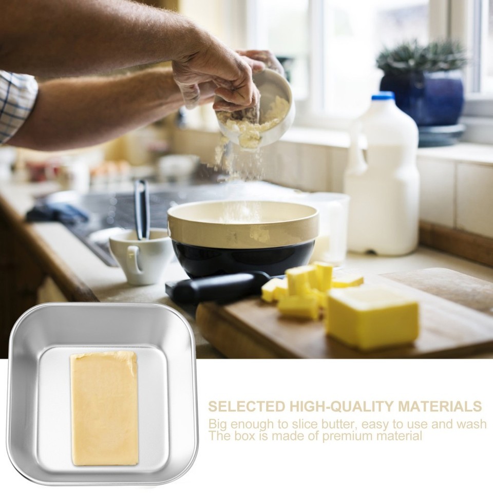 Butter Keeper for Fridge Stainless Steel Dish Container Service Plate ...