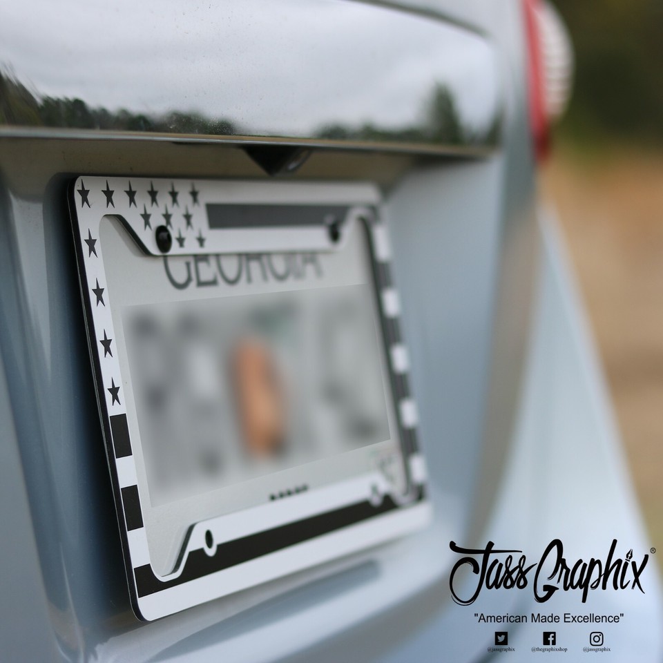 American Flag License Plate Frame HD Thick Aluminum Made in USA Car Tag ...