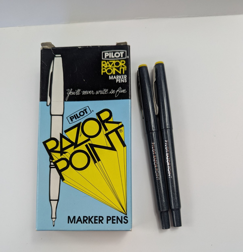 Vintage Pilot Razor Point Marker Pens SW-10PP Black Ink 0.3mm Extra ...
