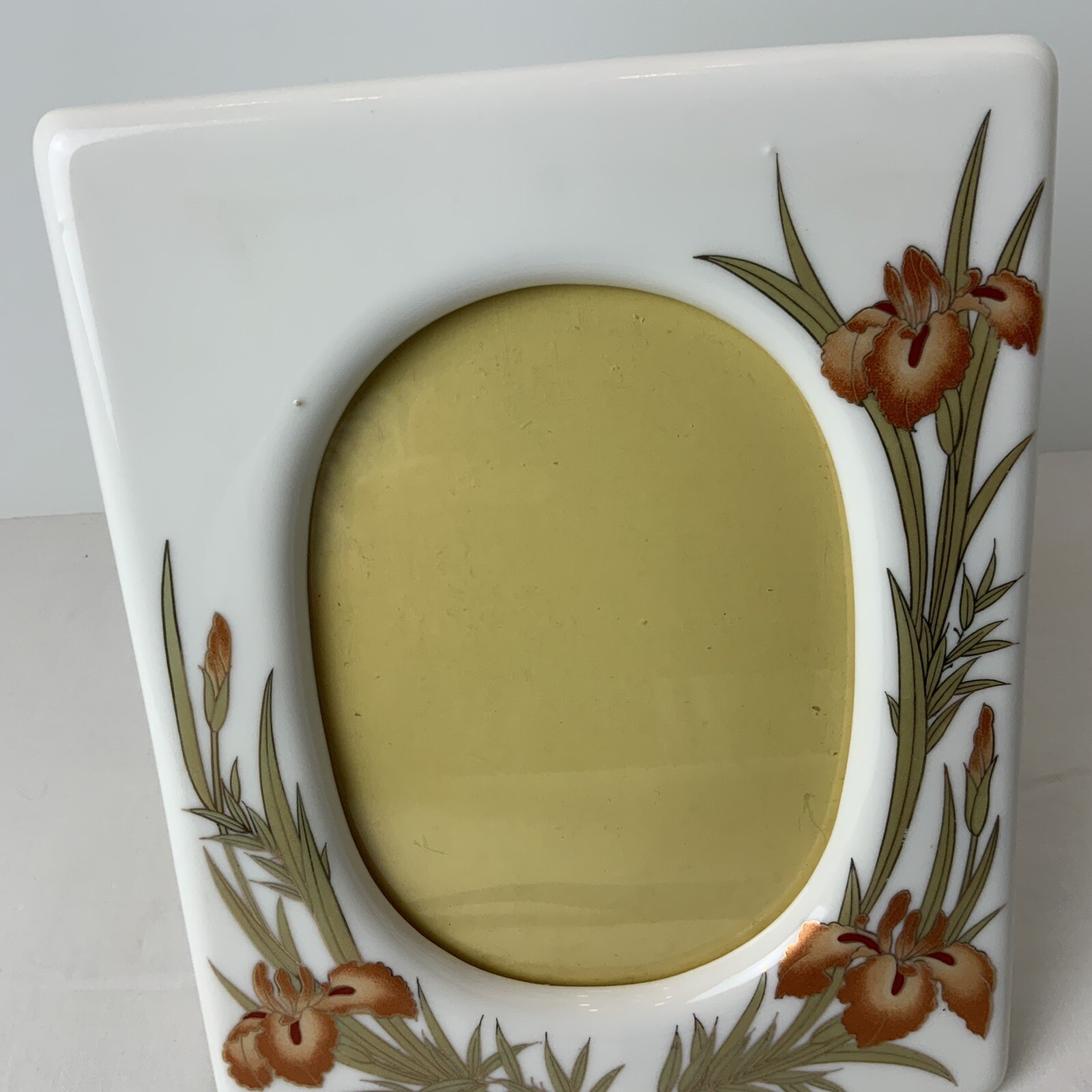 Vintage White Ceramic Orange Flowers Japan Picture Frame Plastic Back ...