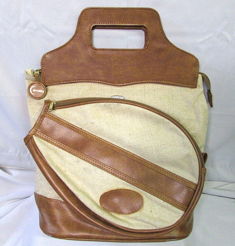 Vintage Tennis Racquet Leather Tweed Carry Bag By Carnaby Sporting ...