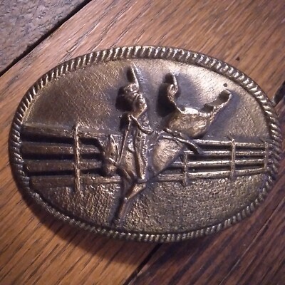 Belt Buckle 1981 Saddle Bronc Rodeo VTG USA 3 1/2 inches wide Chad Mfg ...