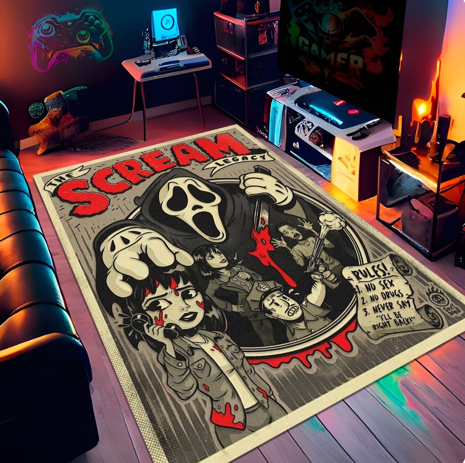 Scream Poster Rug,Scream Mask Rug,Nostalgic Horror Rug,Movie Rug ...