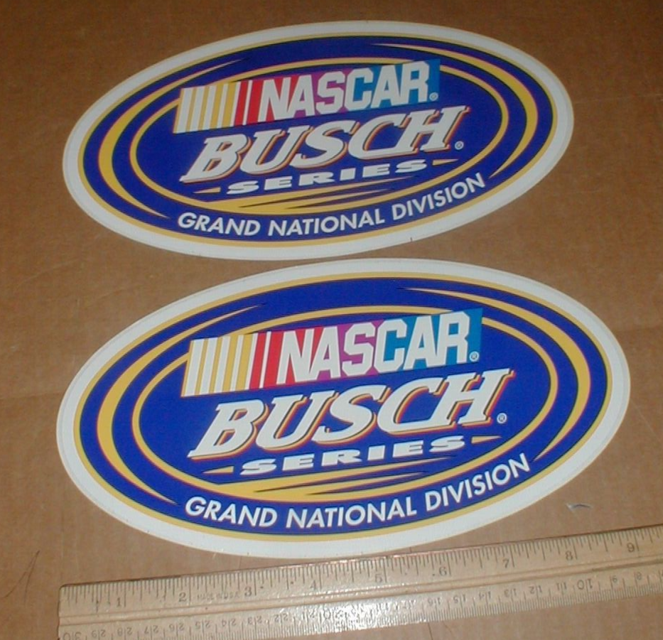 2 Busch Series NASCAR Grand National Division vtg racing decal sticker ...
