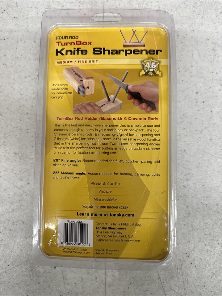 Lansky LCD5D 4-Rod/Steel Deluxe Turn Box Crock Stick Knife Blade Tool ...