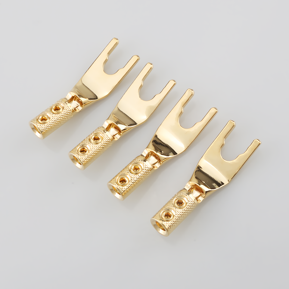 Copper Gold Plated Audiophile Copper Y Spade Plug Speaker Cable Fork ...