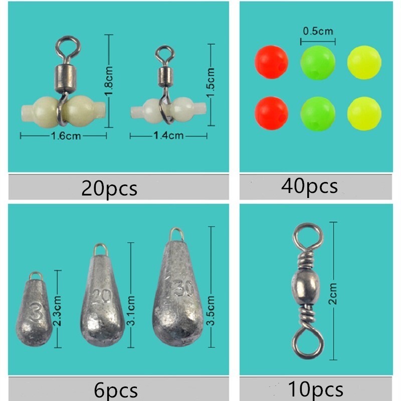 177Pcs Pro Fishing Accessories Kit w/ Tackle Box For Outdoor Swivels ...