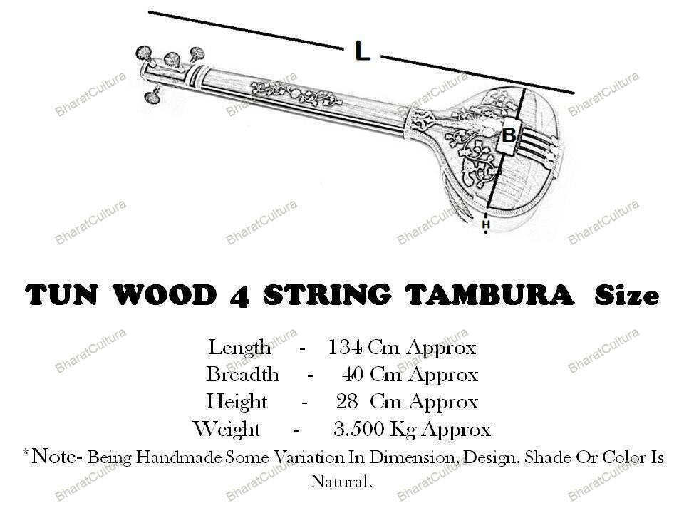 Highly Tun Wood 4 String Tambura Professional Indian Music Instruments ...