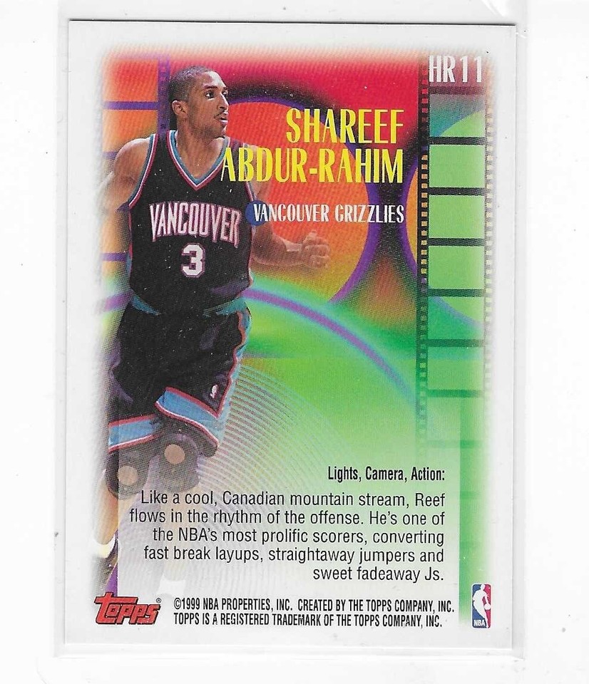 1999 Topps Basketball Shareef Abdur-Rahim Highlight Reels Foil #HR11 ...