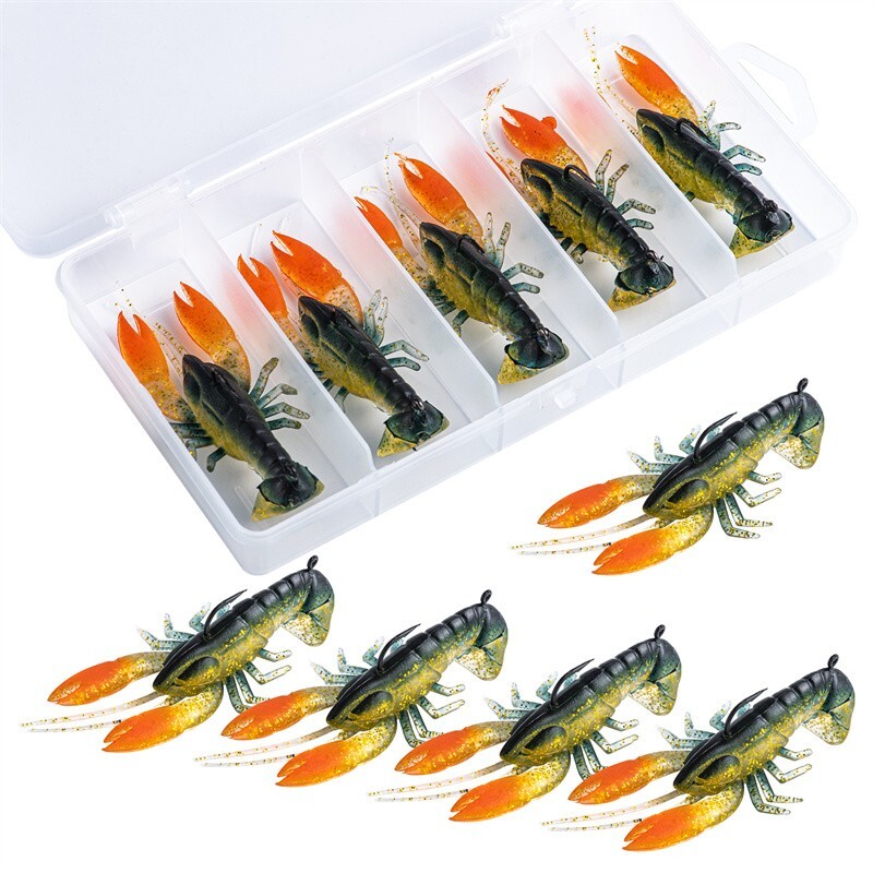 5pcs/lot Soft Fishing Lures Crawfish Lures Swimbaits Shrimp Bait Hook ...