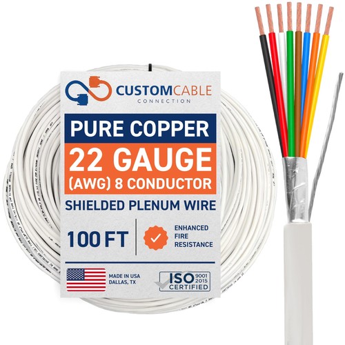 22 Gauge Wire (22 AWG) - 8 Conductor Stranded Copper Shielded Cable ...