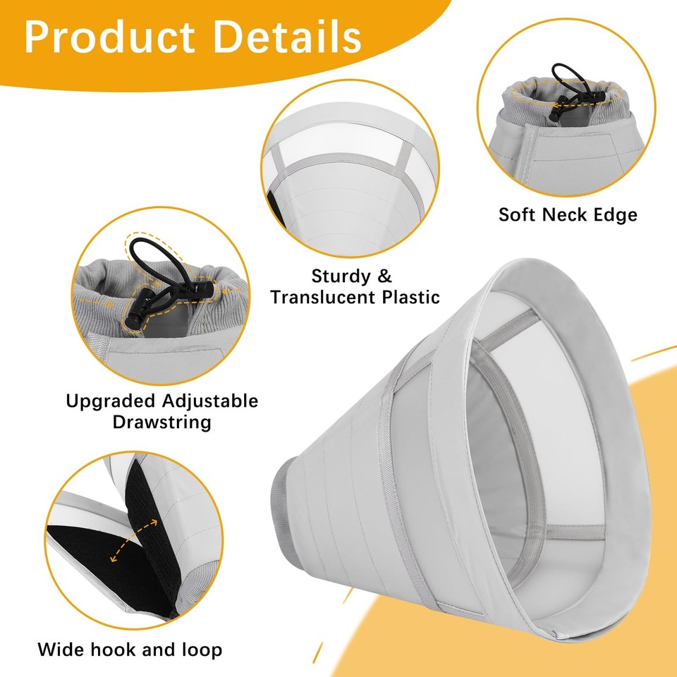 Dog Cone Collar, Soft Adjustable Cone for Dogs to Stop Licking ...