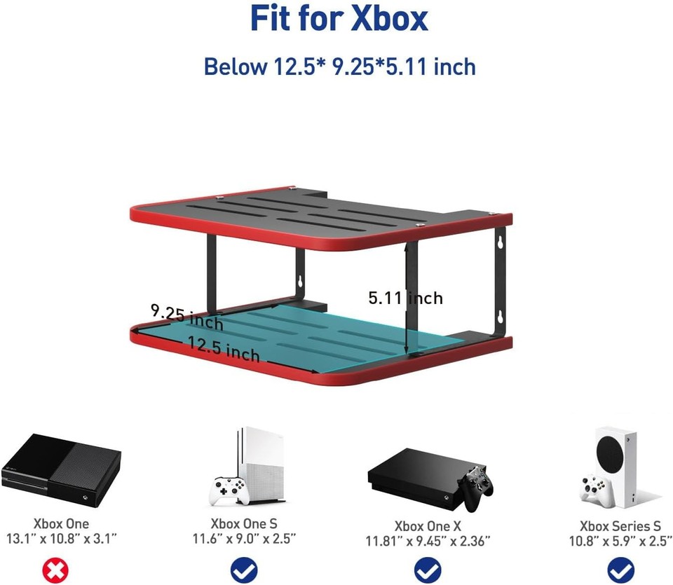 Floating Under TV Game Double Shelf Stand for Xbox Shelf Wall Mount for ...