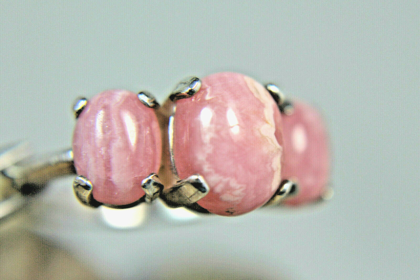 RHODOCHROSITE - "Inca-Rose" .925 Sterling Silver Three-stone Ring 7 ...