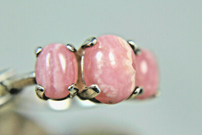 RHODOCHROSITE - "Inca-Rose" .925 Sterling Silver Three-stone Ring 7 ...