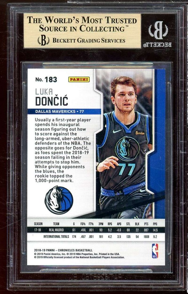 Luka Doncic Rookie Card 2018-19 Panini Chronicles Playoff #183 BGS 9.5 ...