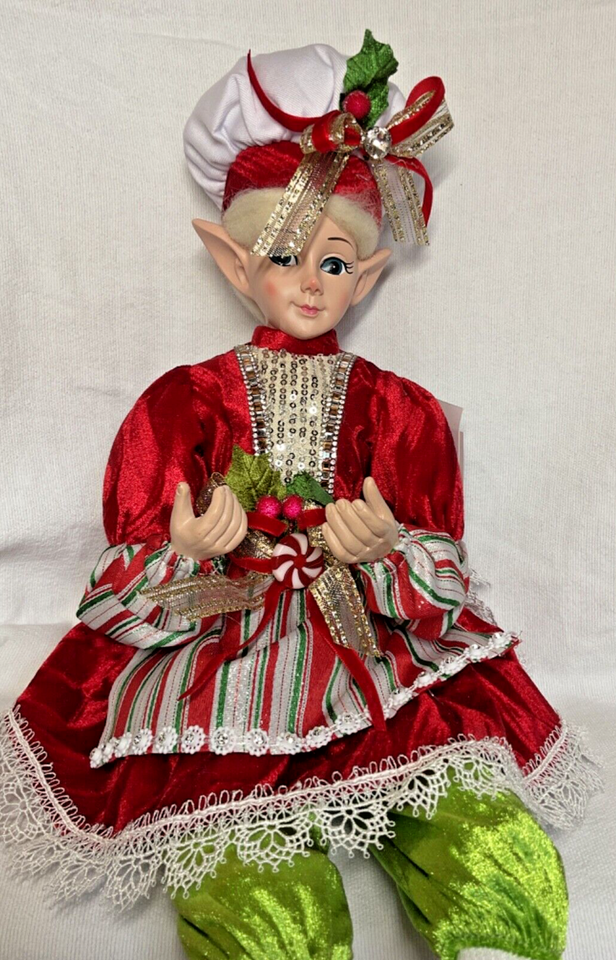 MARTHA STEWART Elf Fairy Baker Posable Shelf Sitter Peppermint 29 IN ...