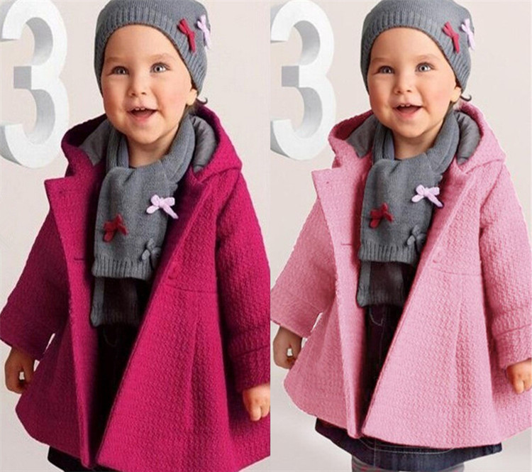 New Baby Toddler girls spring winter Horn Button Hooded Coat Outerwear ...